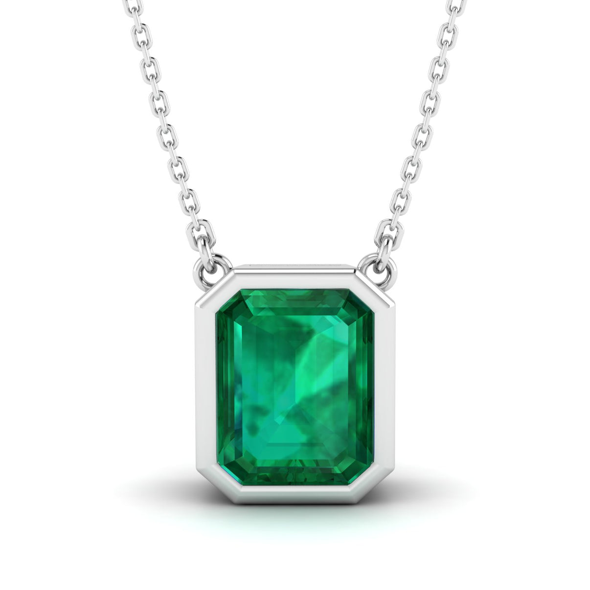 Classic Emerald Cut Emerald Bezel Setting Necklace – goodmark