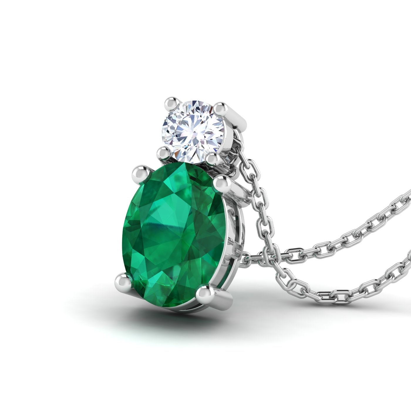 Classic Two-Stone Oval Shaped Emerald and Diamond Pendant – goodmark