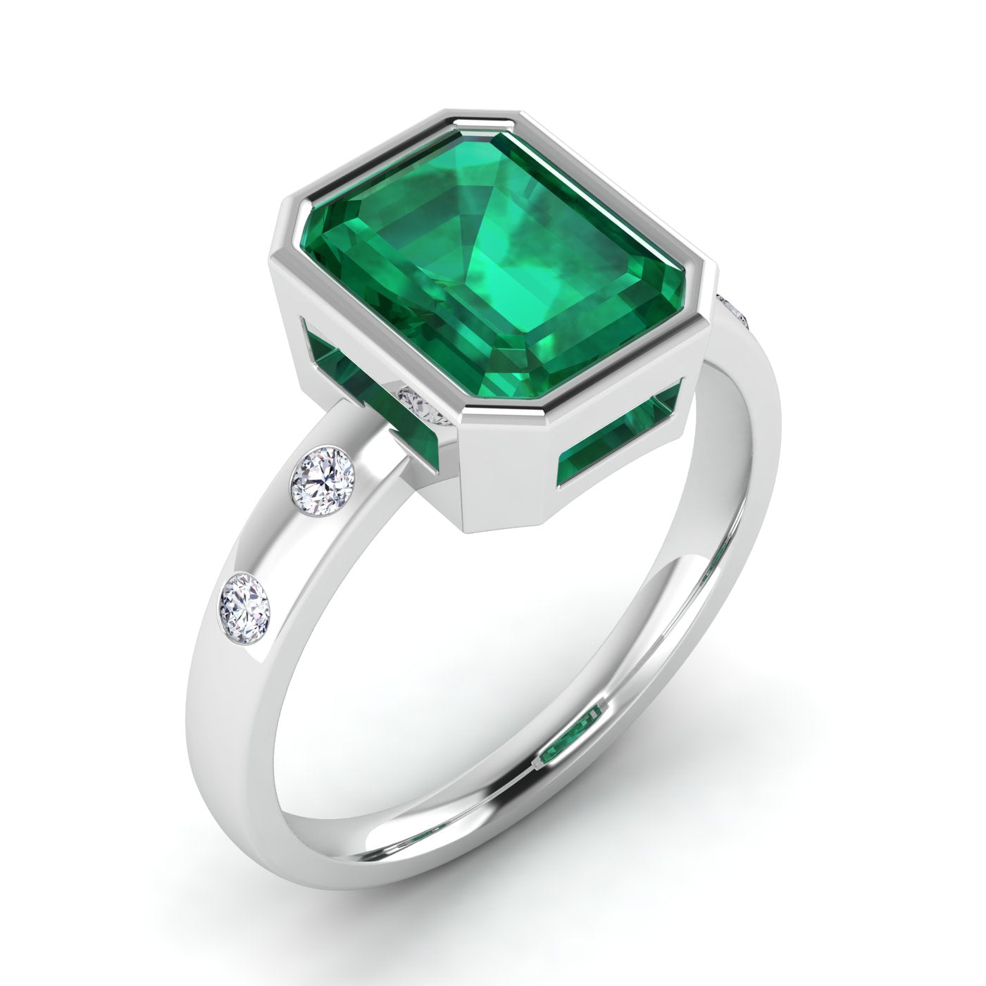 Classic Emerald Cut Emerald and Round Diamond Ring – goodmark